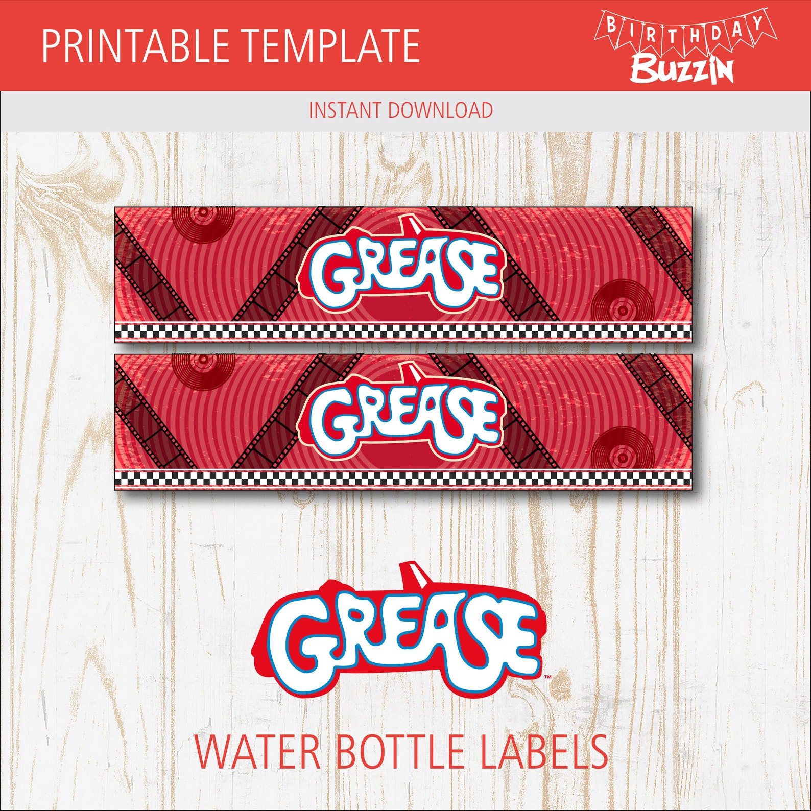 Grease Birthday Party Printables Pack- Decorations W/ Invitations ...