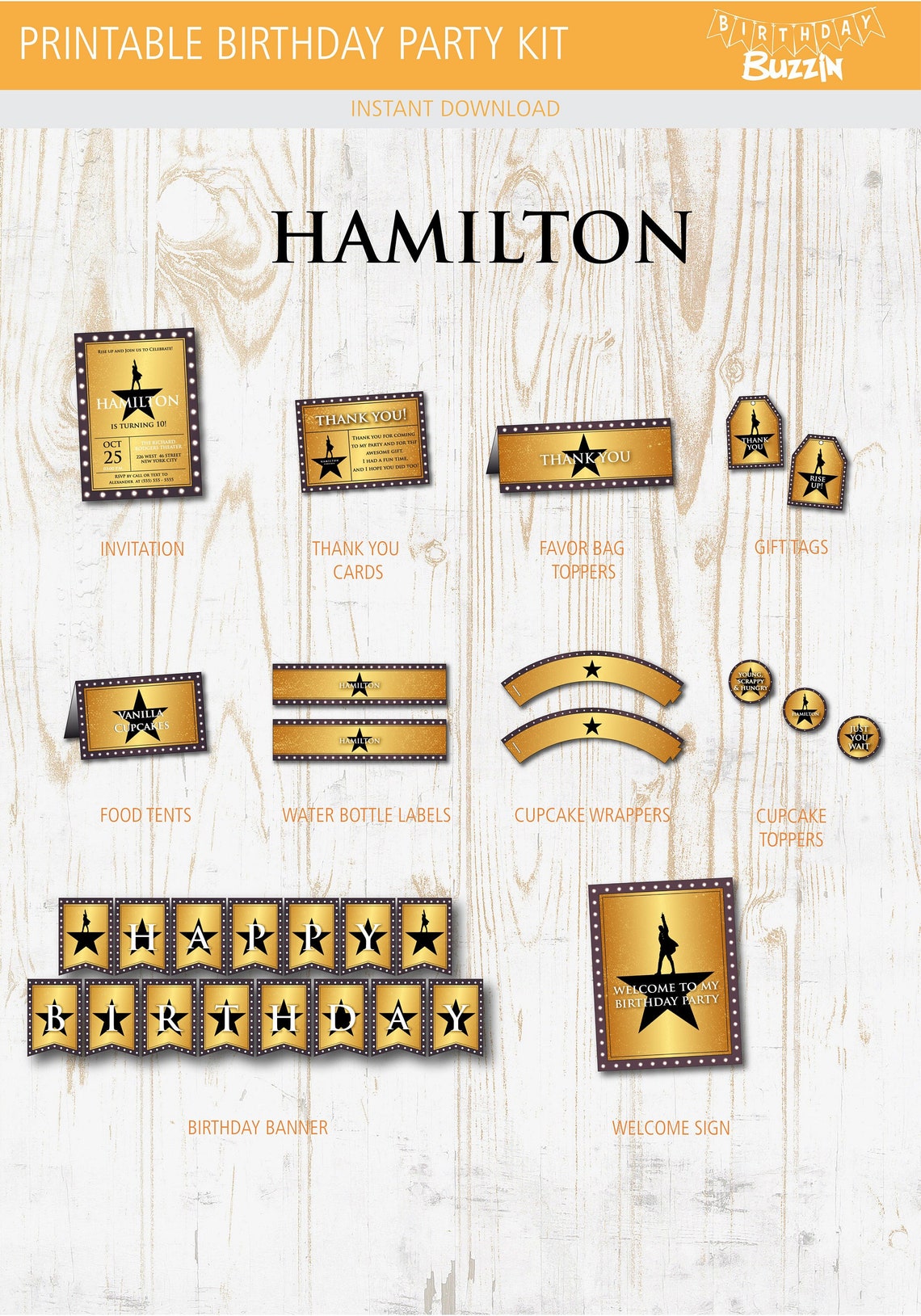 Hamilton Birthday Party Printables Pack Decorations W/ - Etsy
