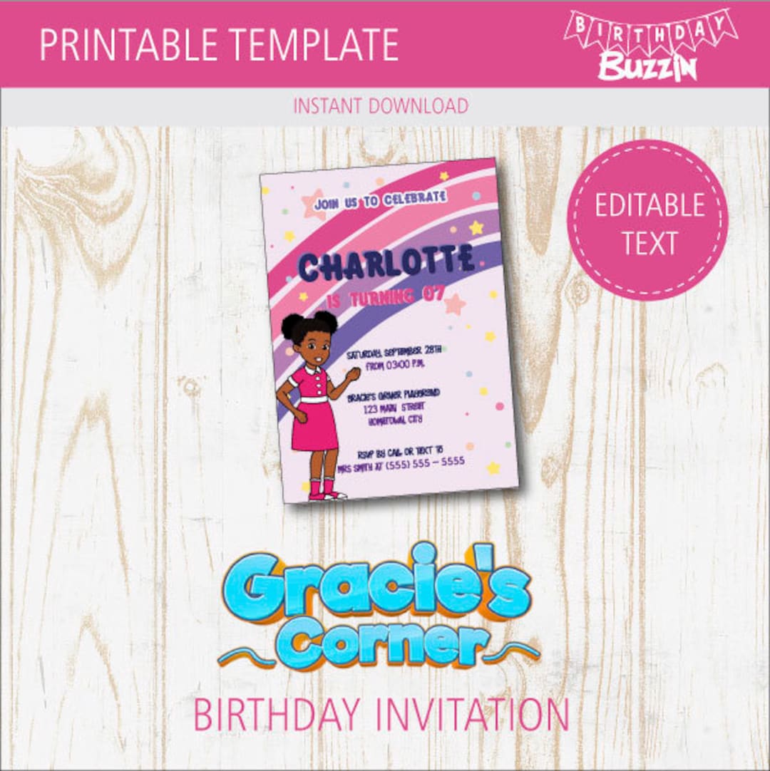 Gracie's Corner Birthday Party Invitations - Thank You Cards, Printable ...