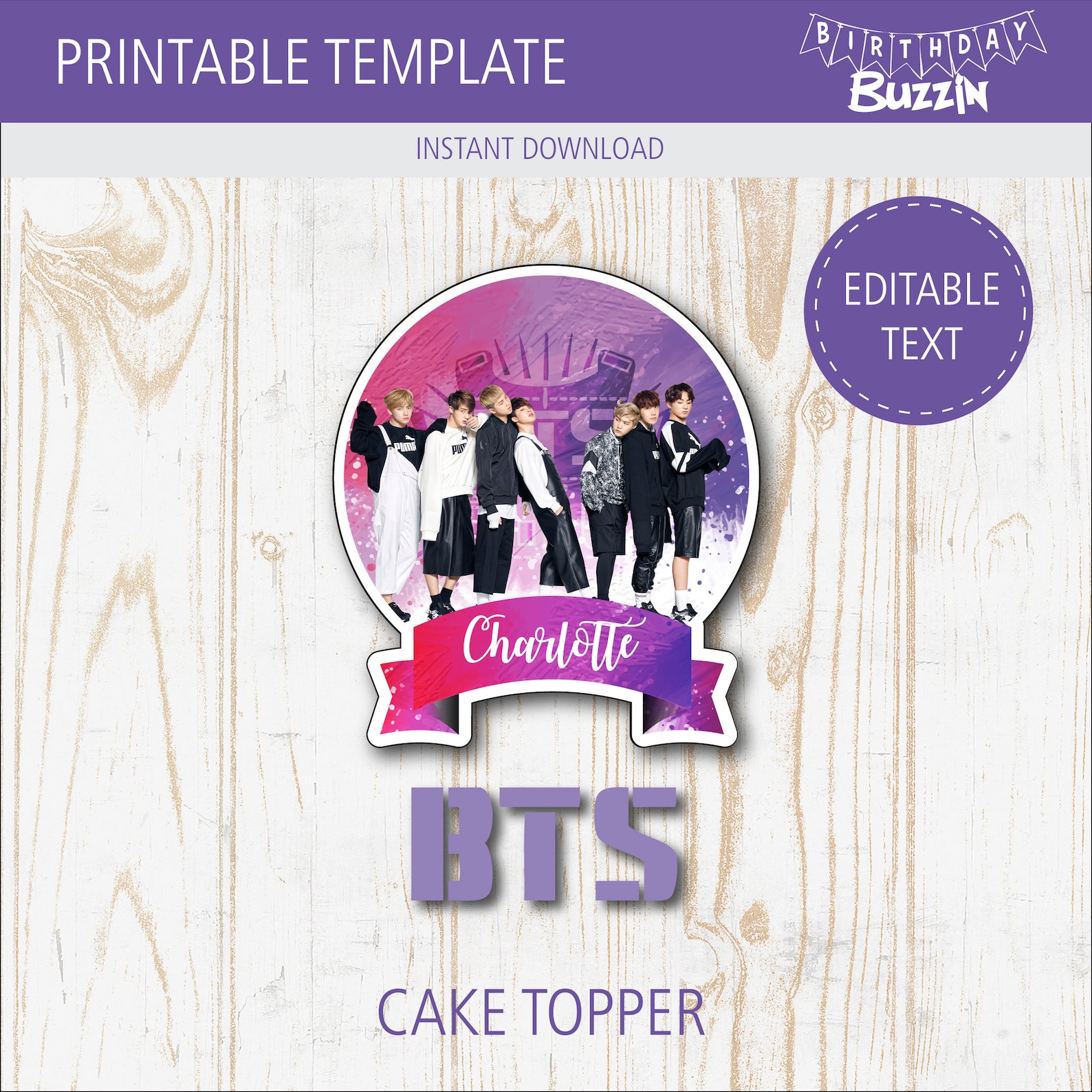 BTS Birthday Party Printables Pack- Decorations W/ Invitations - Banner ...