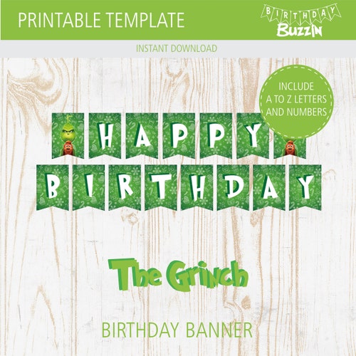 The Grinch Birthday/christmas Banner Party Decoration - Etsy