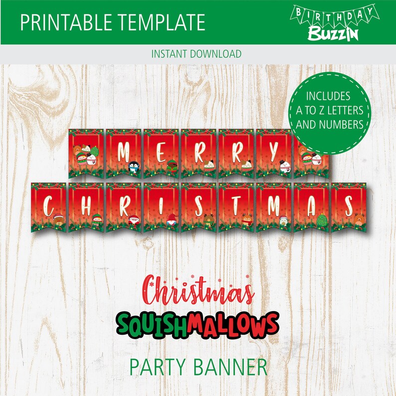 Squishmallows Christmas Banner - Party Decorations, Template, Printable ...