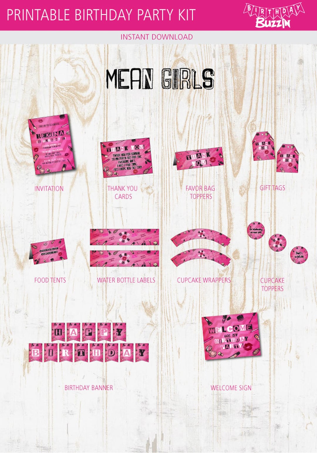Mean Girls Birthday Party Printables Pack- Decorations W/ Invitations ...