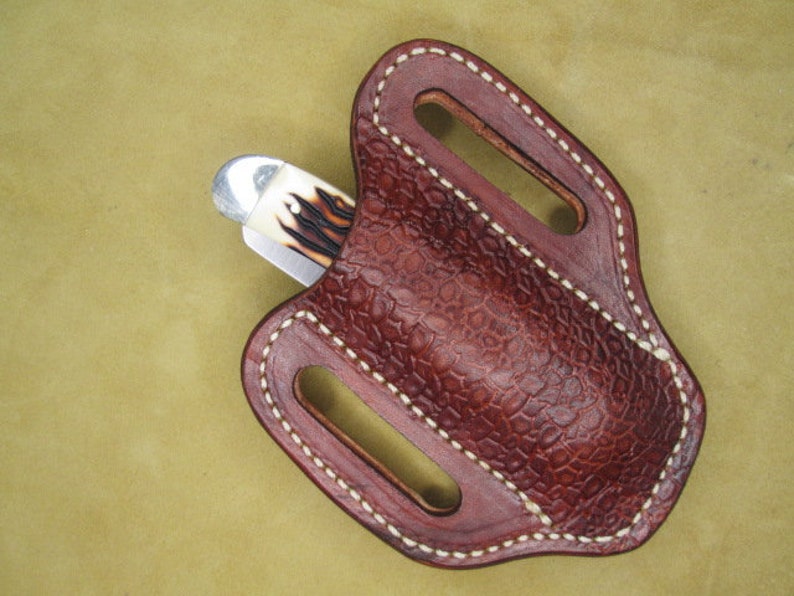 Folding Knife Sheath, Handmade for 4 Inch 2 Blade Trapper Style Pocket ...