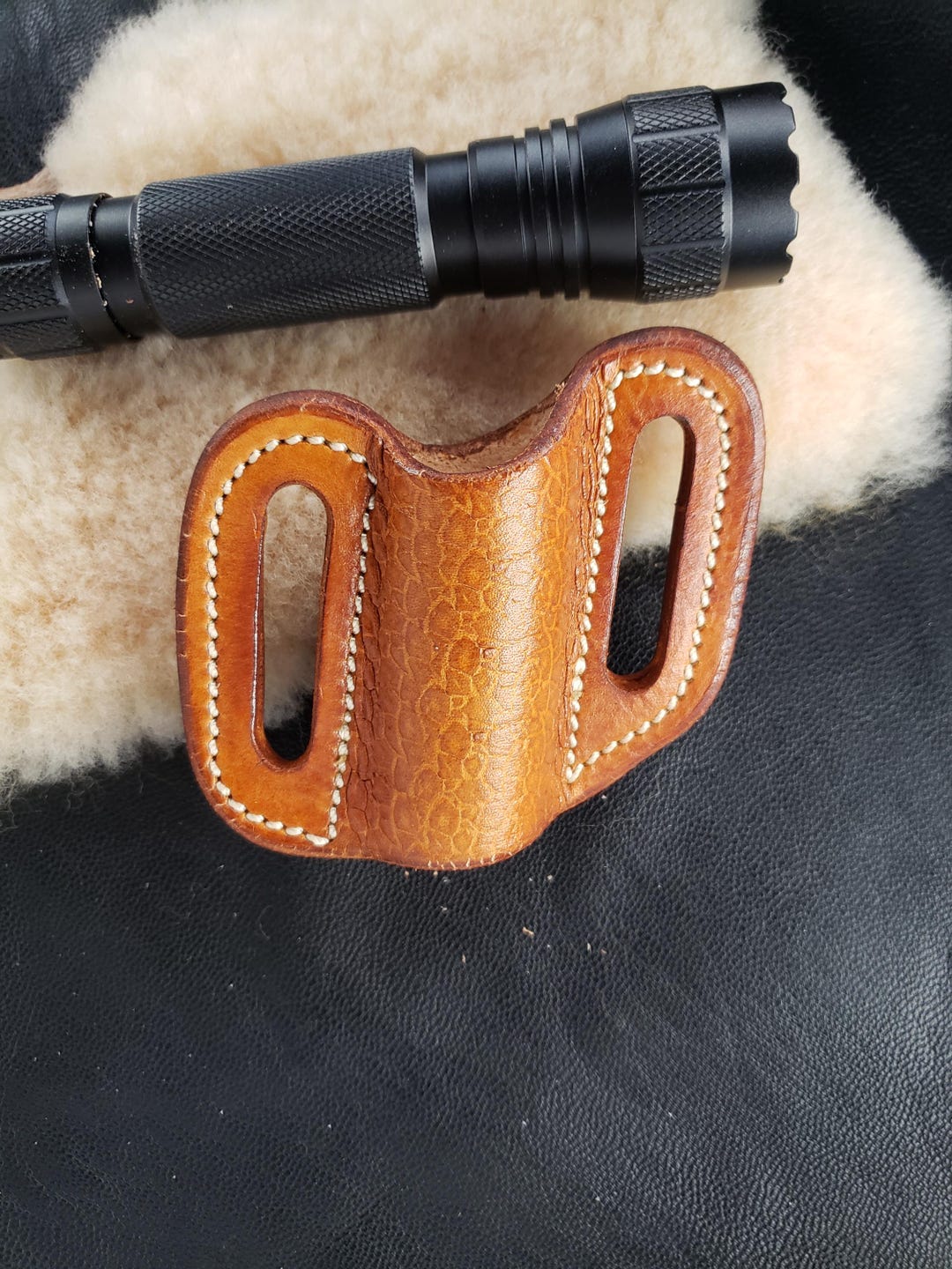 Leather Flash Light Sheath, Handmade Flashlight EDC Holster Belt ...