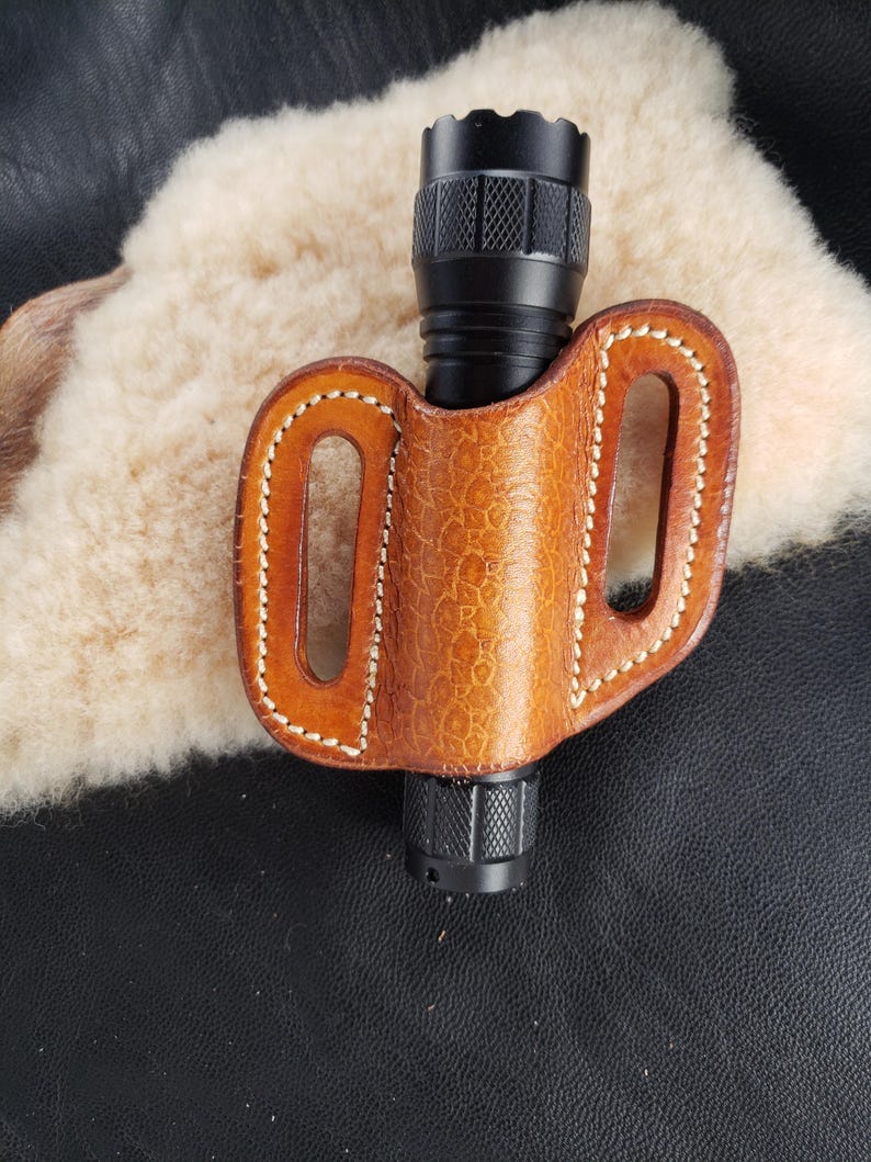 Leather Flash Light Sheath, Handmade Flashlight EDC Holster Belt ...