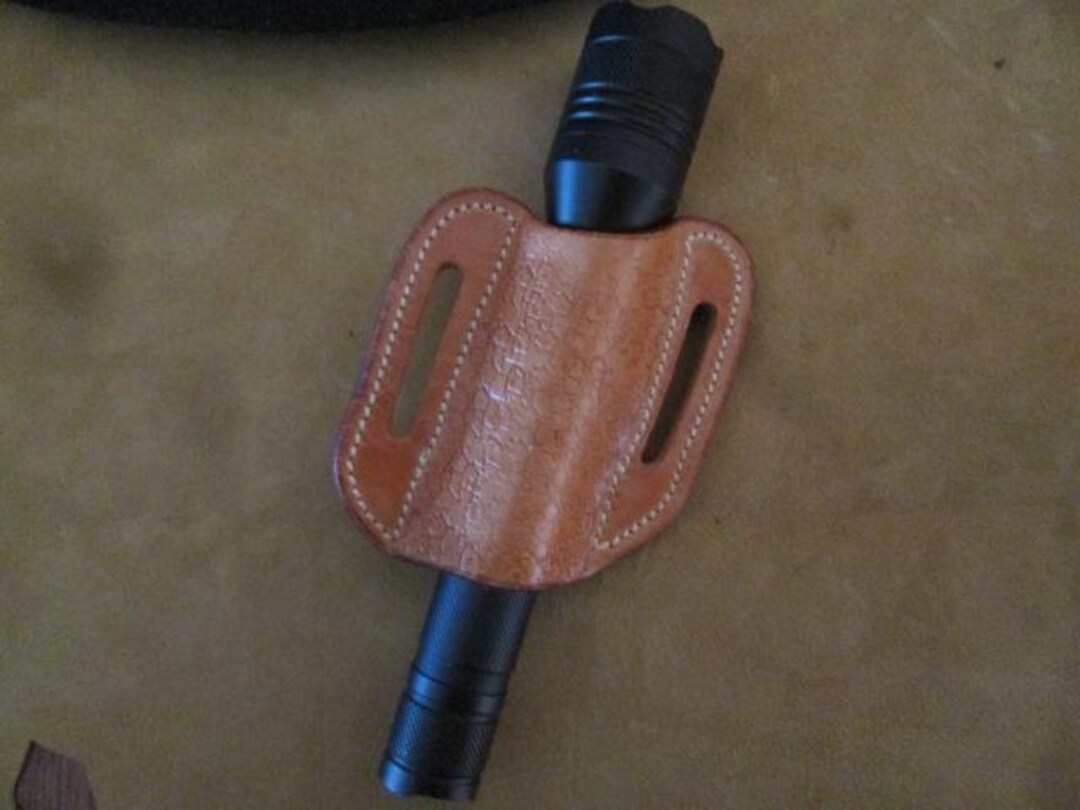 Leather Flash Light Sheath, Handmade Flashlight Holster Belt Carrier ...