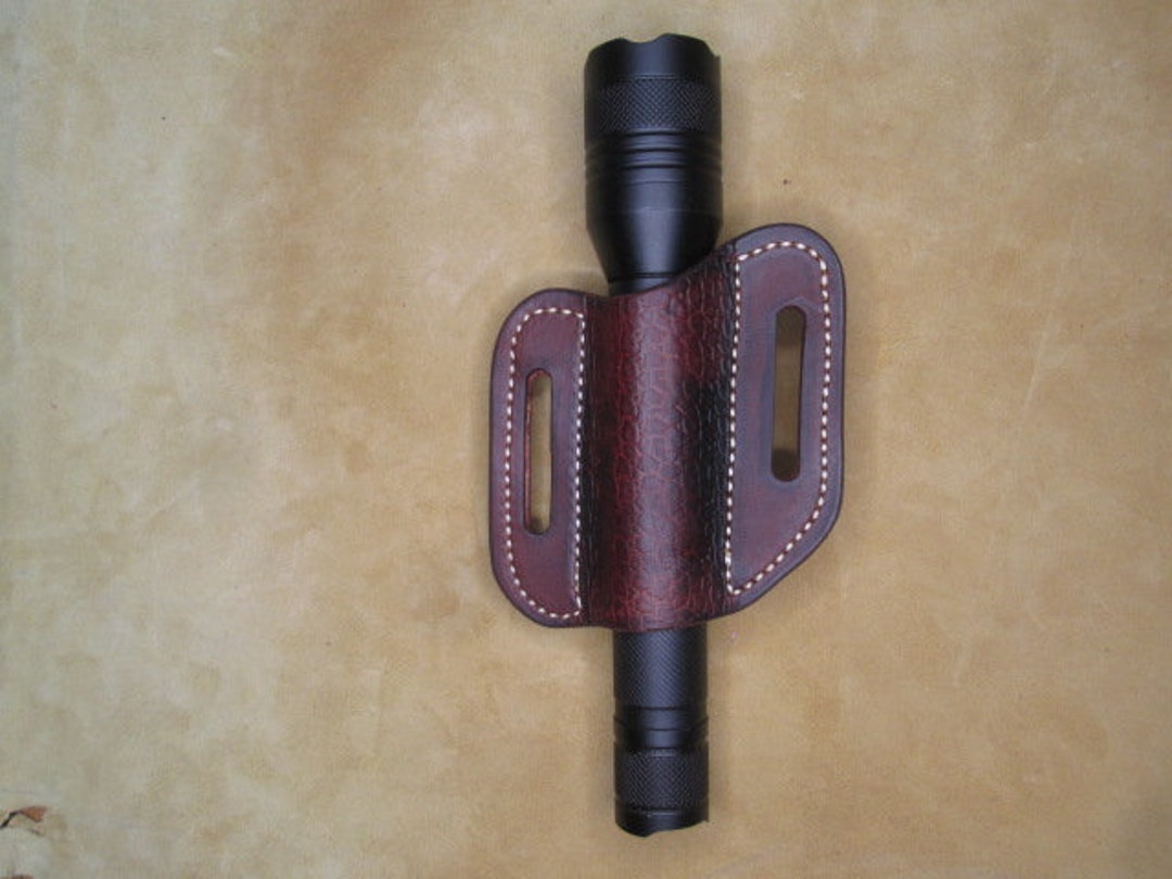Leather Flash Light Sheath, Handmade Flashlight Holster Belt Carrier ...