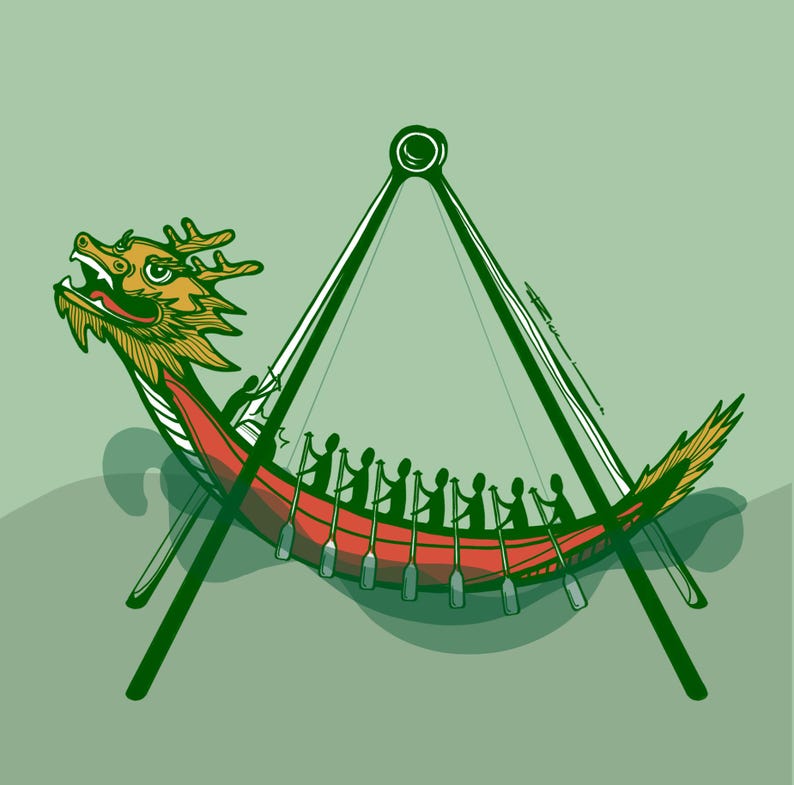 Swinging Dragon Boat - Digital Art Print - Etsy