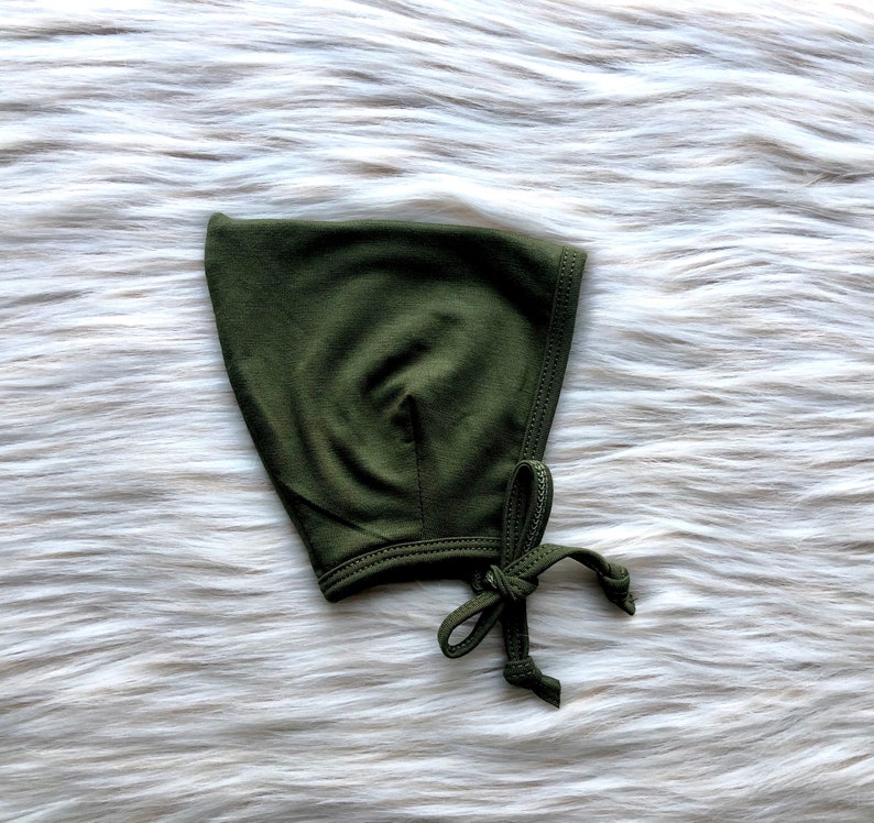 Olive Green Baby Pixie Bonnet, Stretchy Knit Hat - Etsy