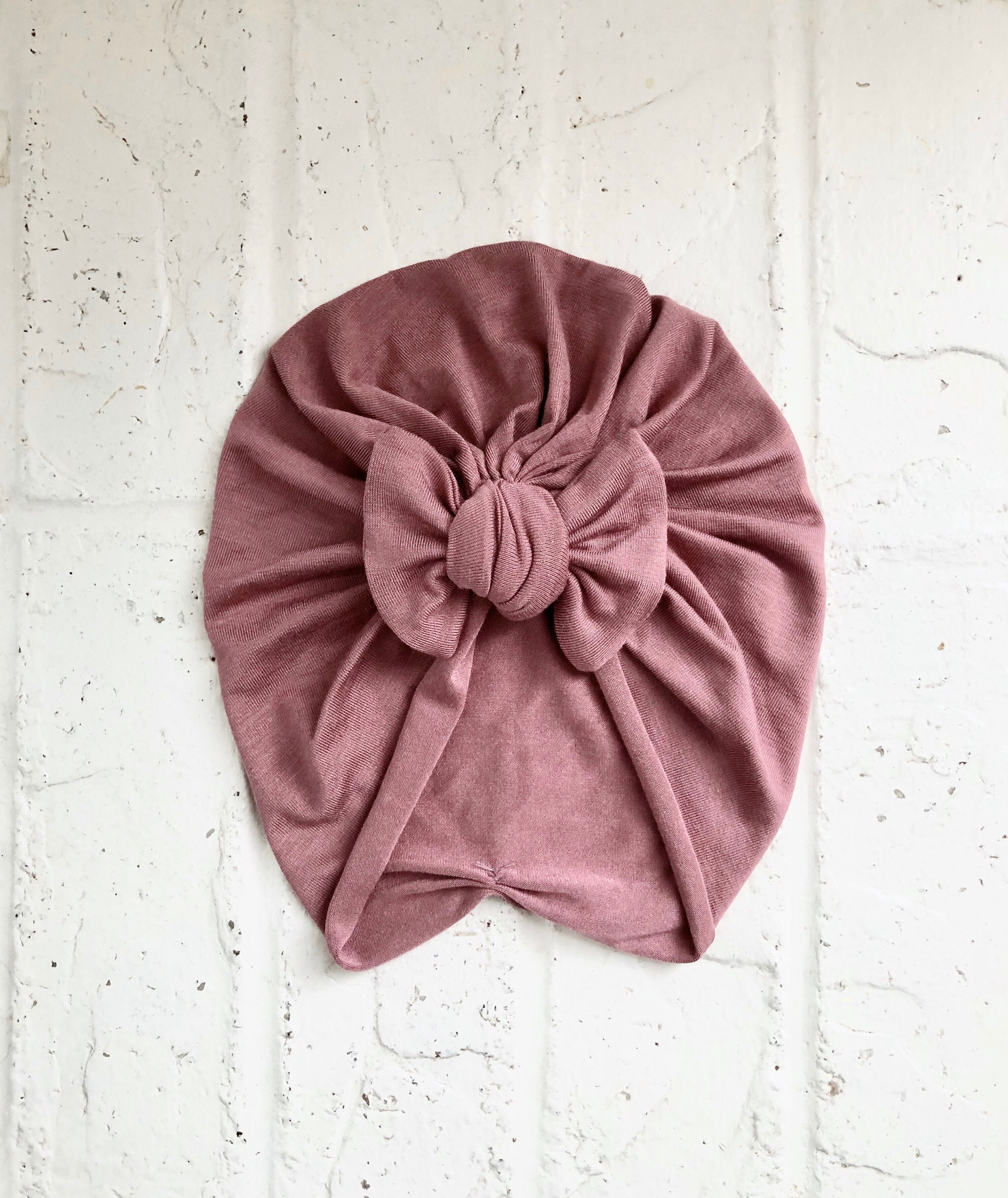 Baby Turban Bow Hat in Mauve Turban Bow Hat Turban Top Knot - Etsy