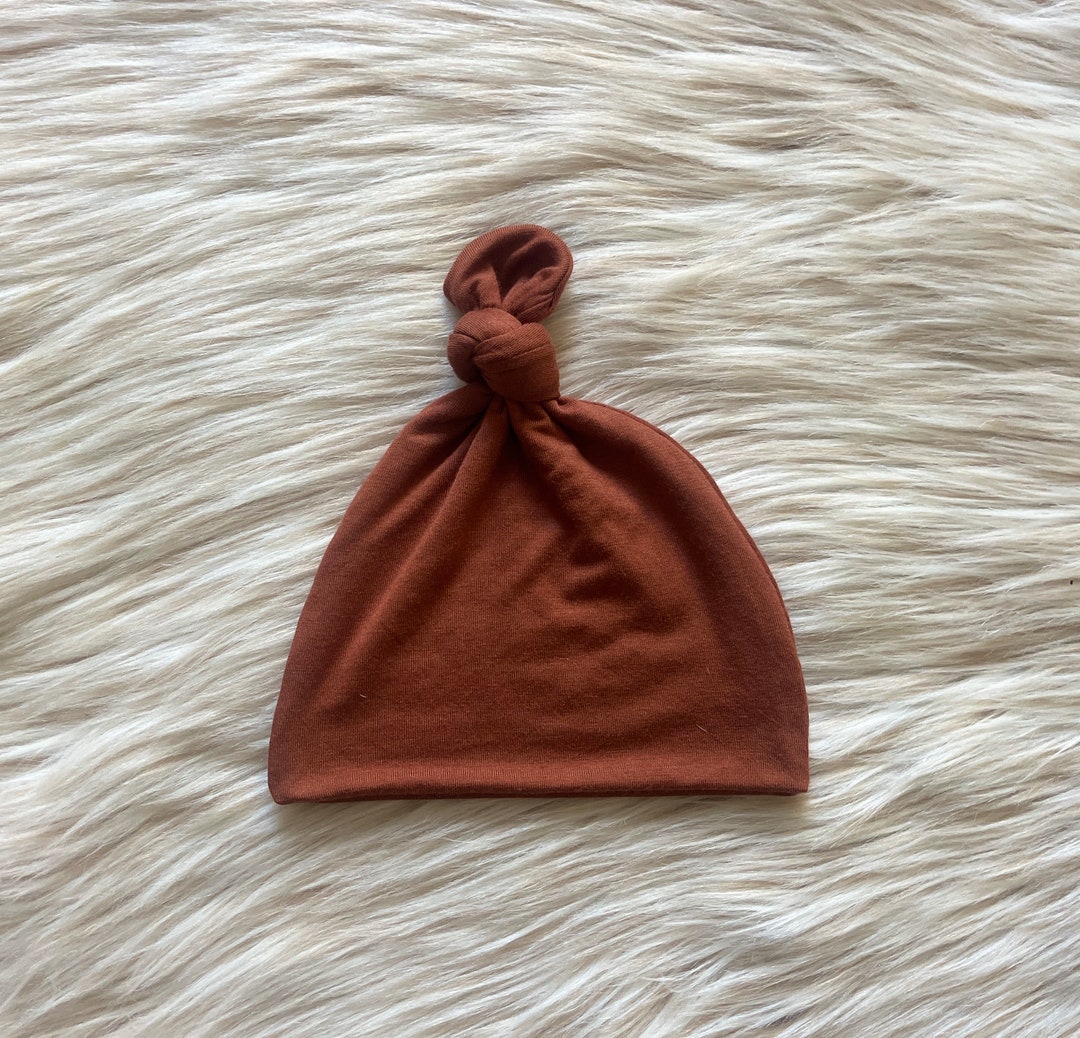 Baby Top Knot Hat, “crew” Cinnamon Top Knot Hat, Rust Baby Hat, Baby ...