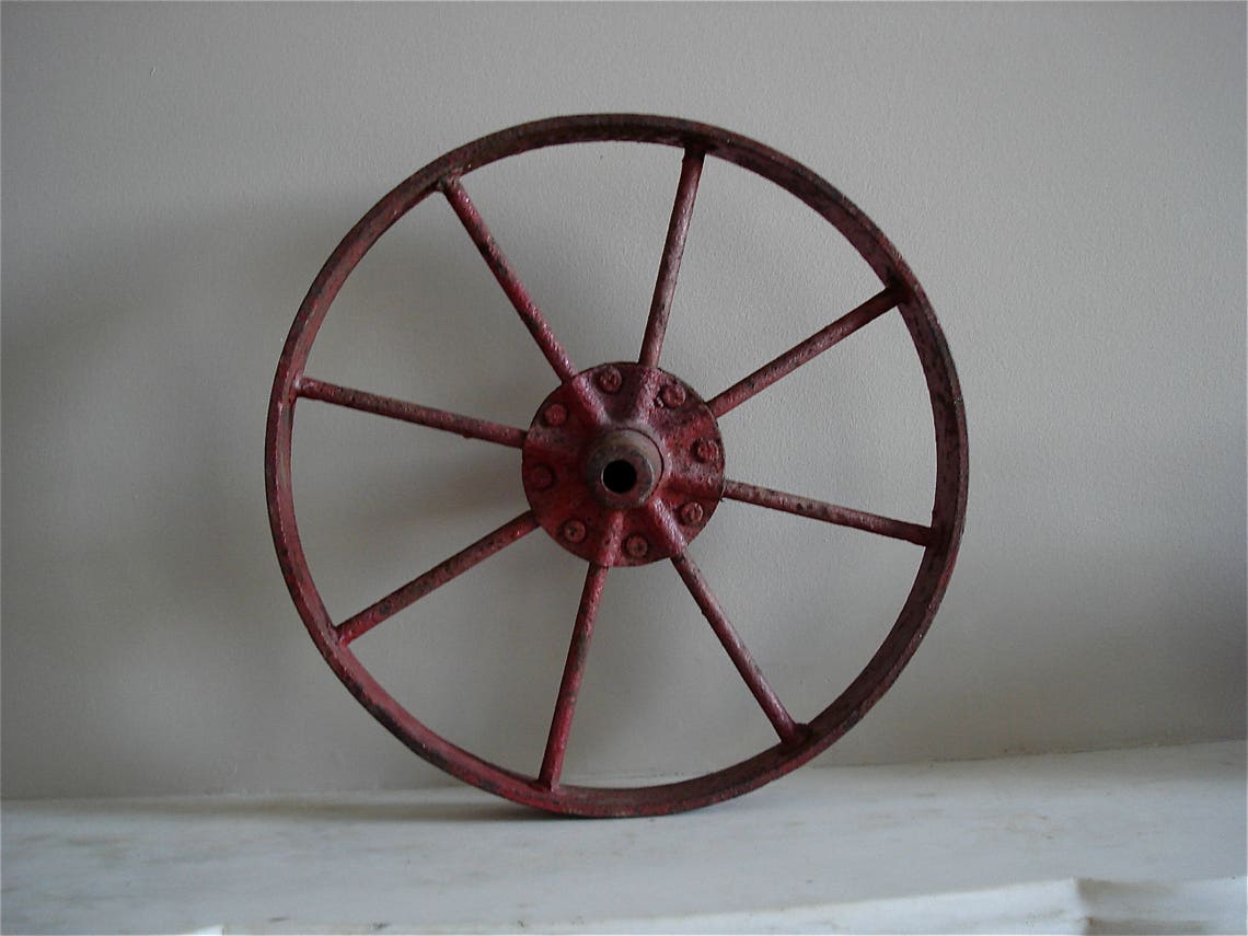 Old Salvaged Painted Iron Barn Wheel - Etsy