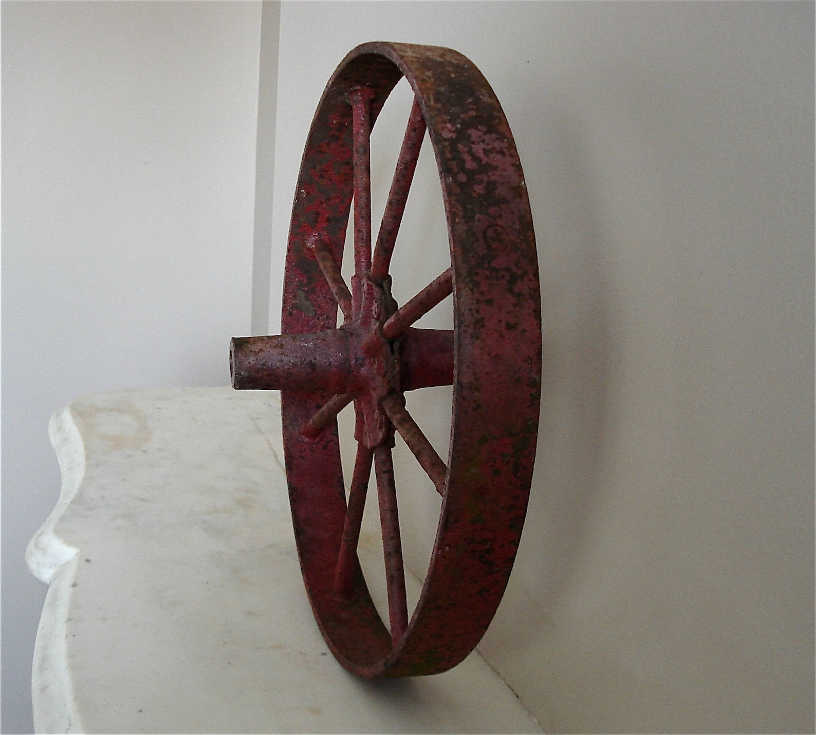 Old Salvaged Painted Iron Barn Wheel - Etsy