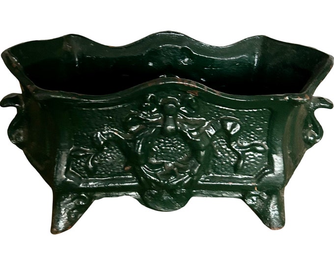 French Antique Cast Iron Planter Box, Vintage Small Rectangular Window ...