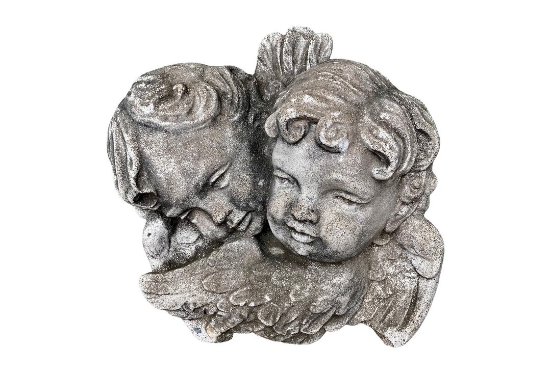 Large Vintage Cement Winged Angel Putti Heads Fragment - Etsy