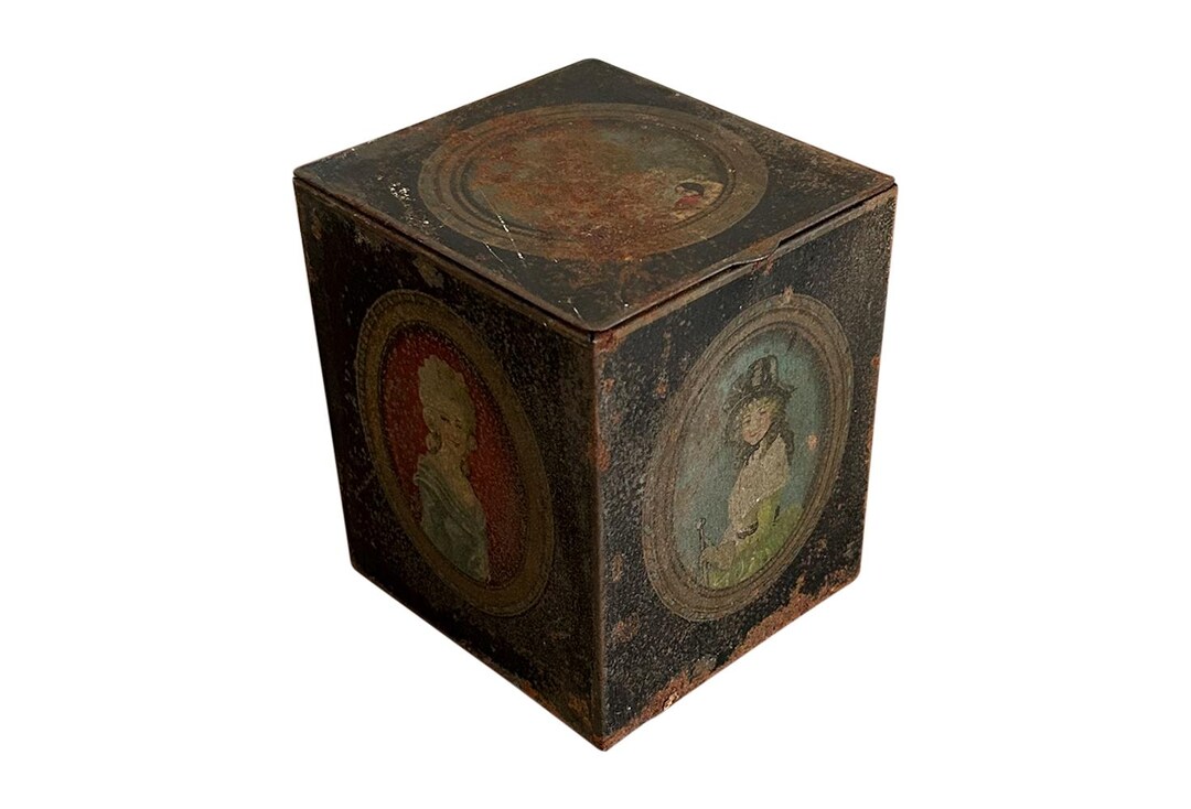 Antique Decorative Tin Rectangular Box With Romantic Portraits - Etsy