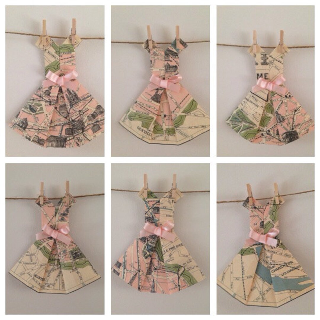 Vintage Style Paris Map Paper Dress Bunting Garland Nursery - Etsy