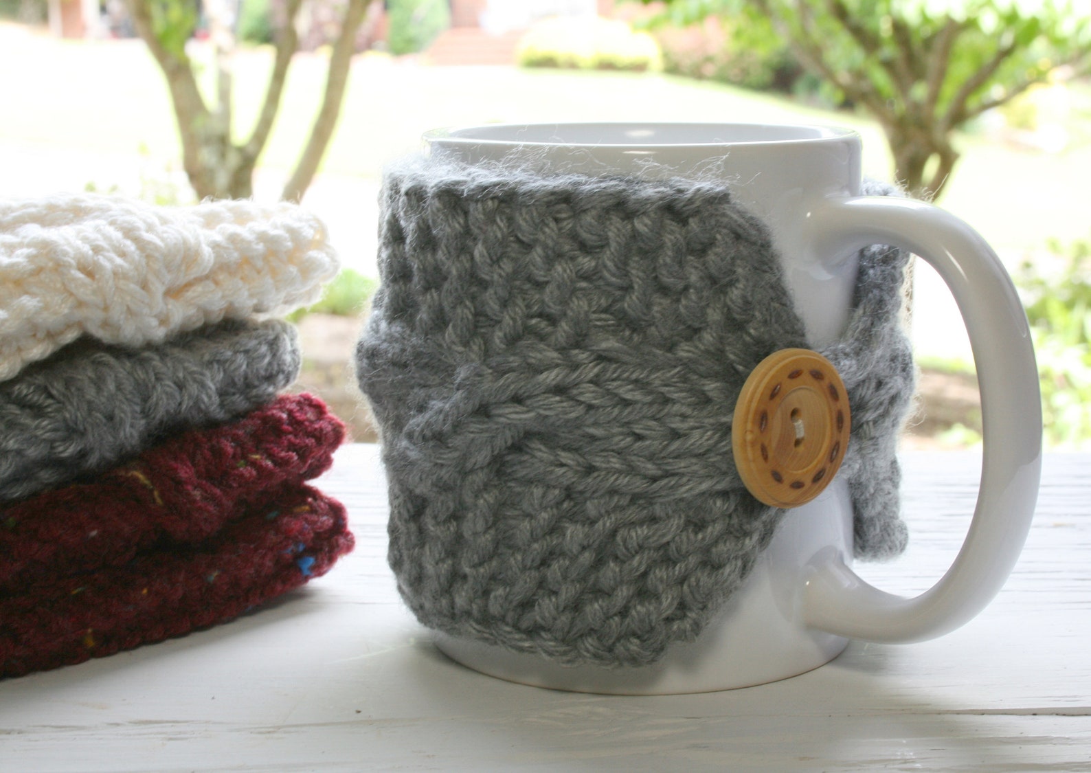 Soft Crocheted Mug Cozy, Hot Cup Sleeve With a Button - Etsy