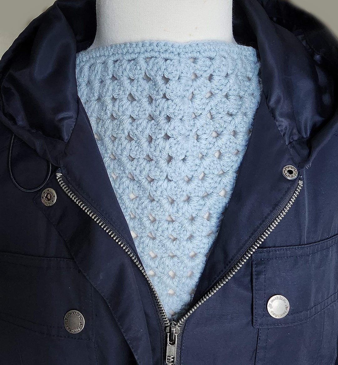 Crocheted Dickie Collar, Neck Warmer, Mini Scarf With Ties, Cold ...