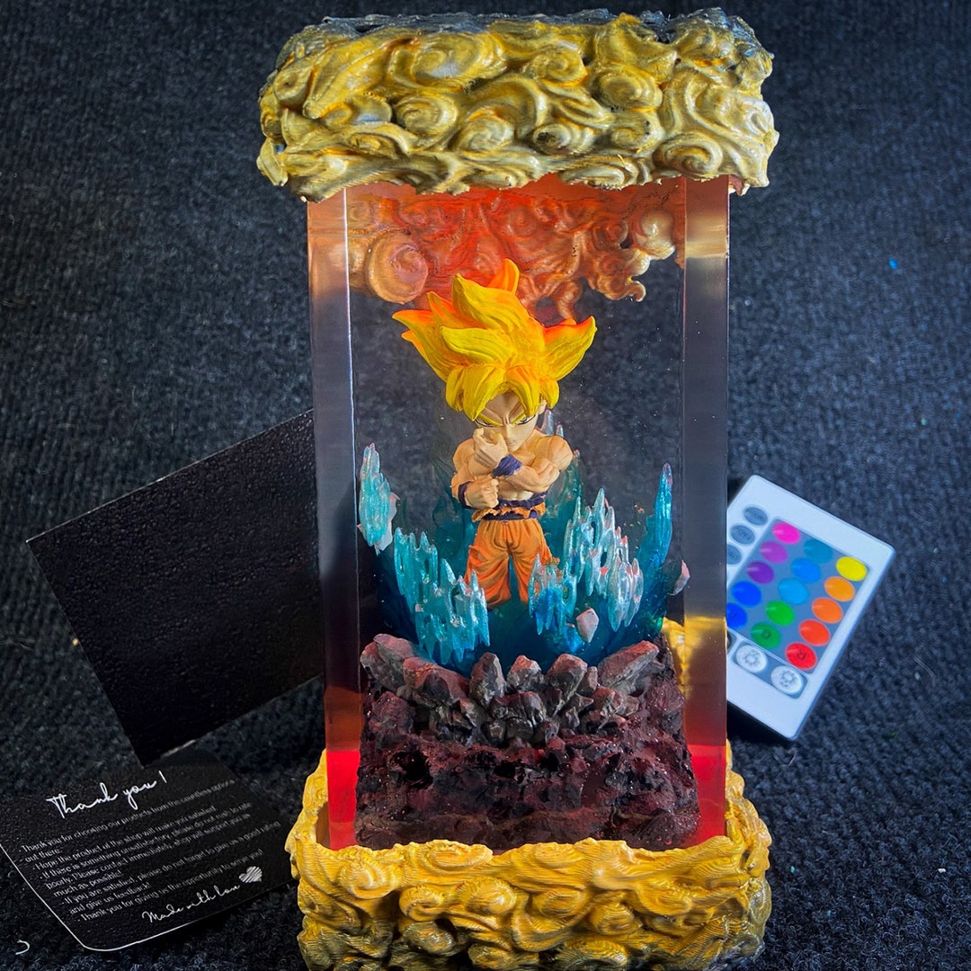 Goku Anime Epoxy Resin Wood Lamp Diorama Night Light, Wireless Lights ...