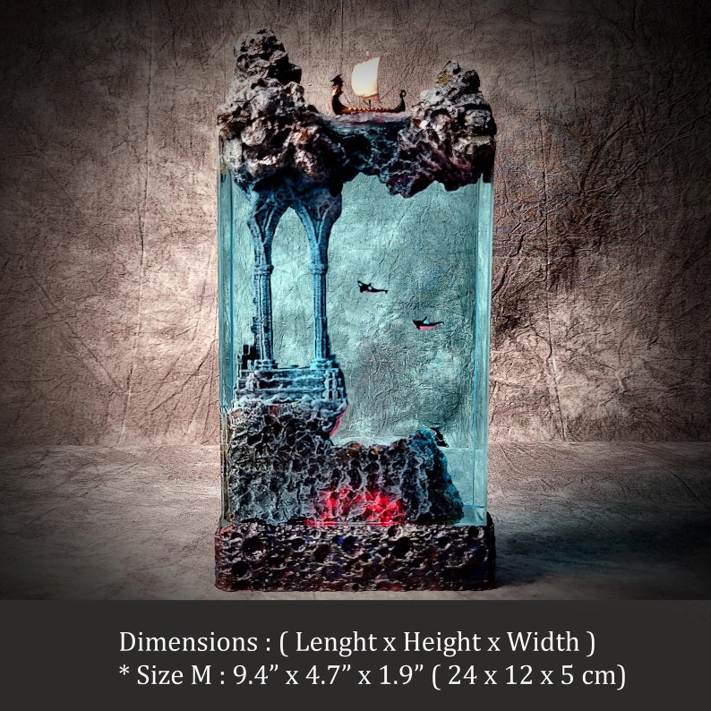 Viking Boat Orca Mythical Ancient Relics Epoxy Resin Wood Lamp Undersea ...