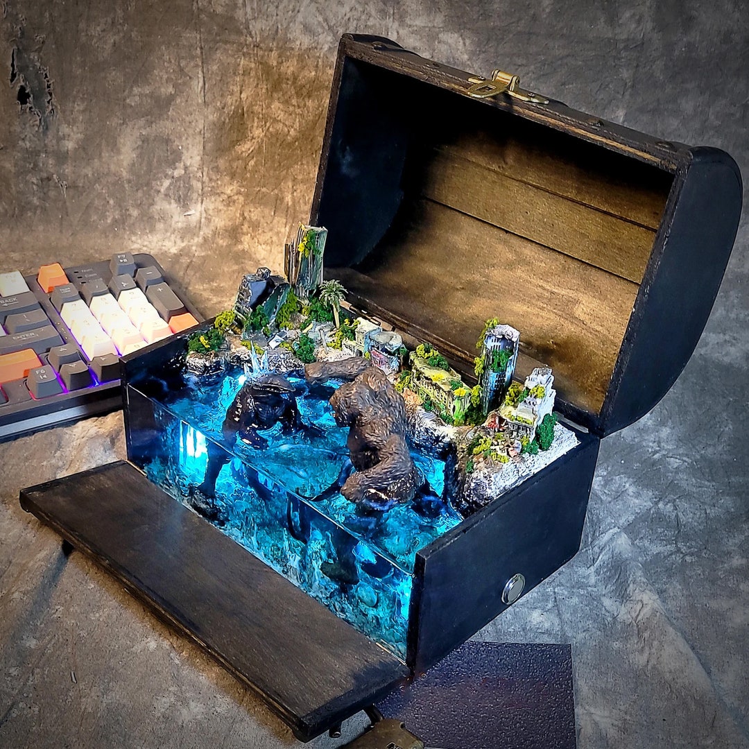 Godzilla Vs Kong Monsters Battle Beach Abandoned City Diorama, Epoxy ...