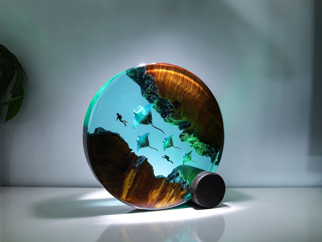 Manta Ray Humpback Whale Mariana Trench Adventure Epoxy Resin Lam Night ...