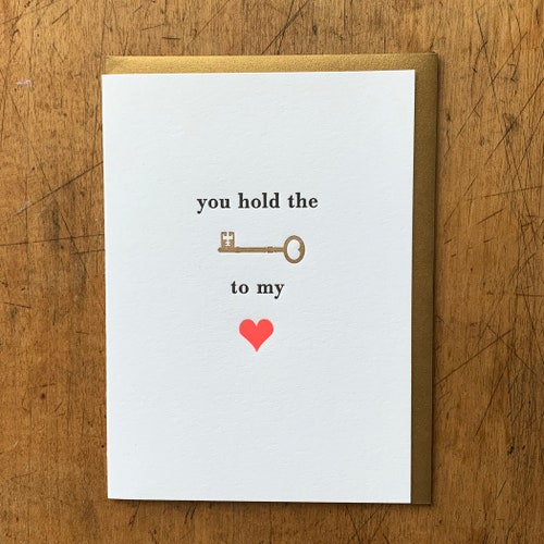 Key to My Heart Valentine's Card - Etsy