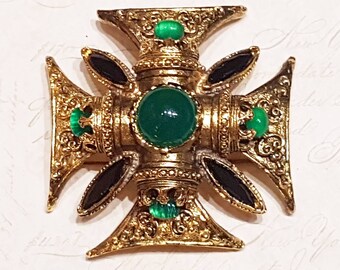 Large Christmas Tree brooch by Cristobal London Enamel Crystal | Etsy