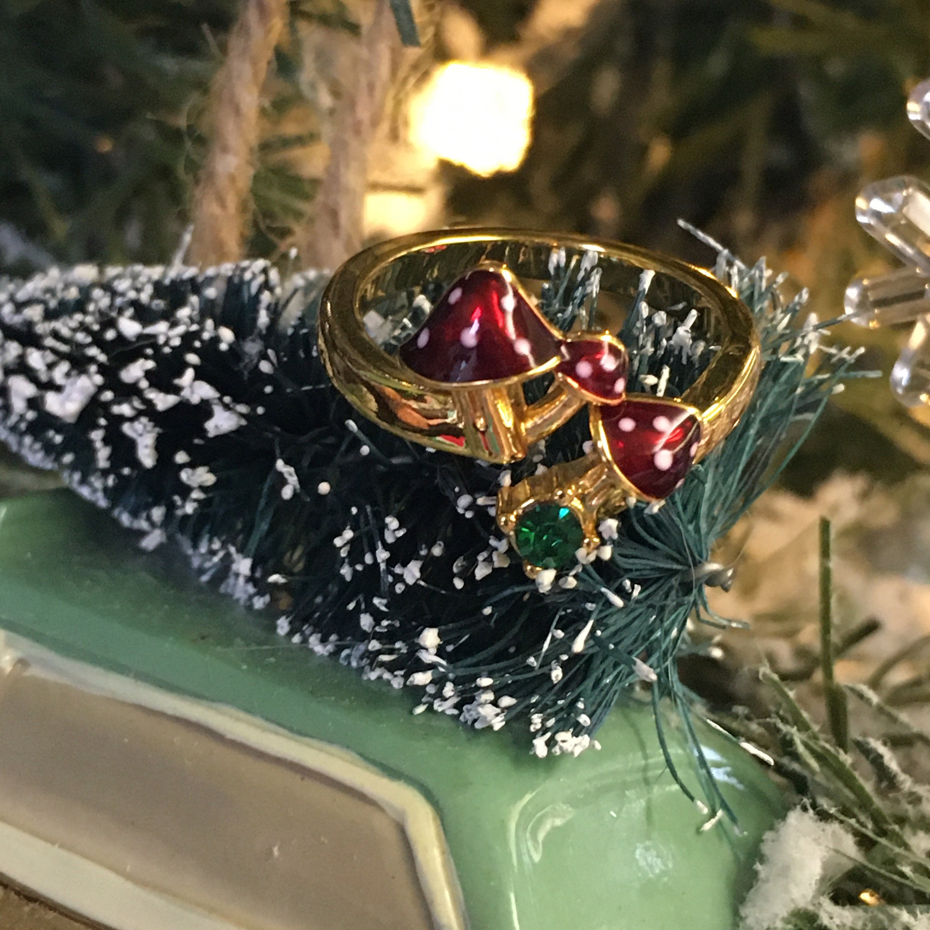 Toadstool Open Ring by Bill Skinner Mushroom Red Enamel - Etsy UK