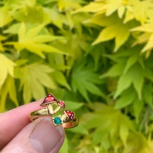 Toadstool Open Ring by Bill Skinner Mushroom Red Enamel - Etsy UK