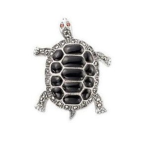 Red Eyed Tortoise Brooch Silver Turtle Pendant - Etsy