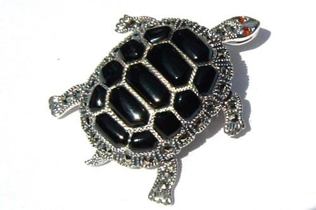 Red Eyed Tortoise Brooch Silver Turtle Pendant - Etsy