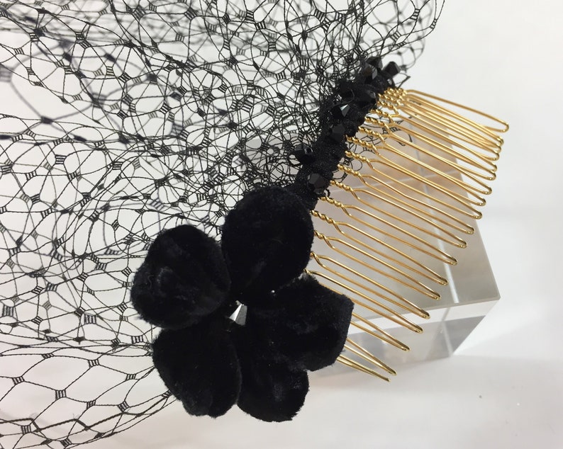 Funeral Veil - Black Floral Veil - Mourning Veil - Birdcage Veil ...