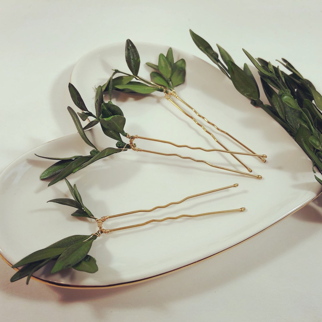 Greenery Hair Pins - Boxwood Hair Pins - Boxwood Bridal Pins - Leaves ...