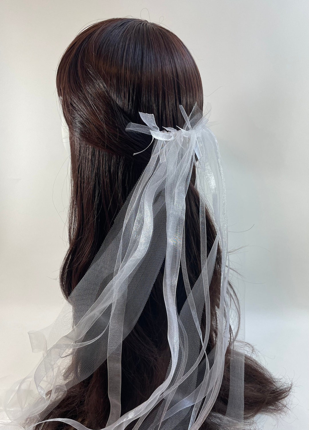 White Ribbon Veil - Wedding Veil - Bridal Veil - Veil Alternative ...