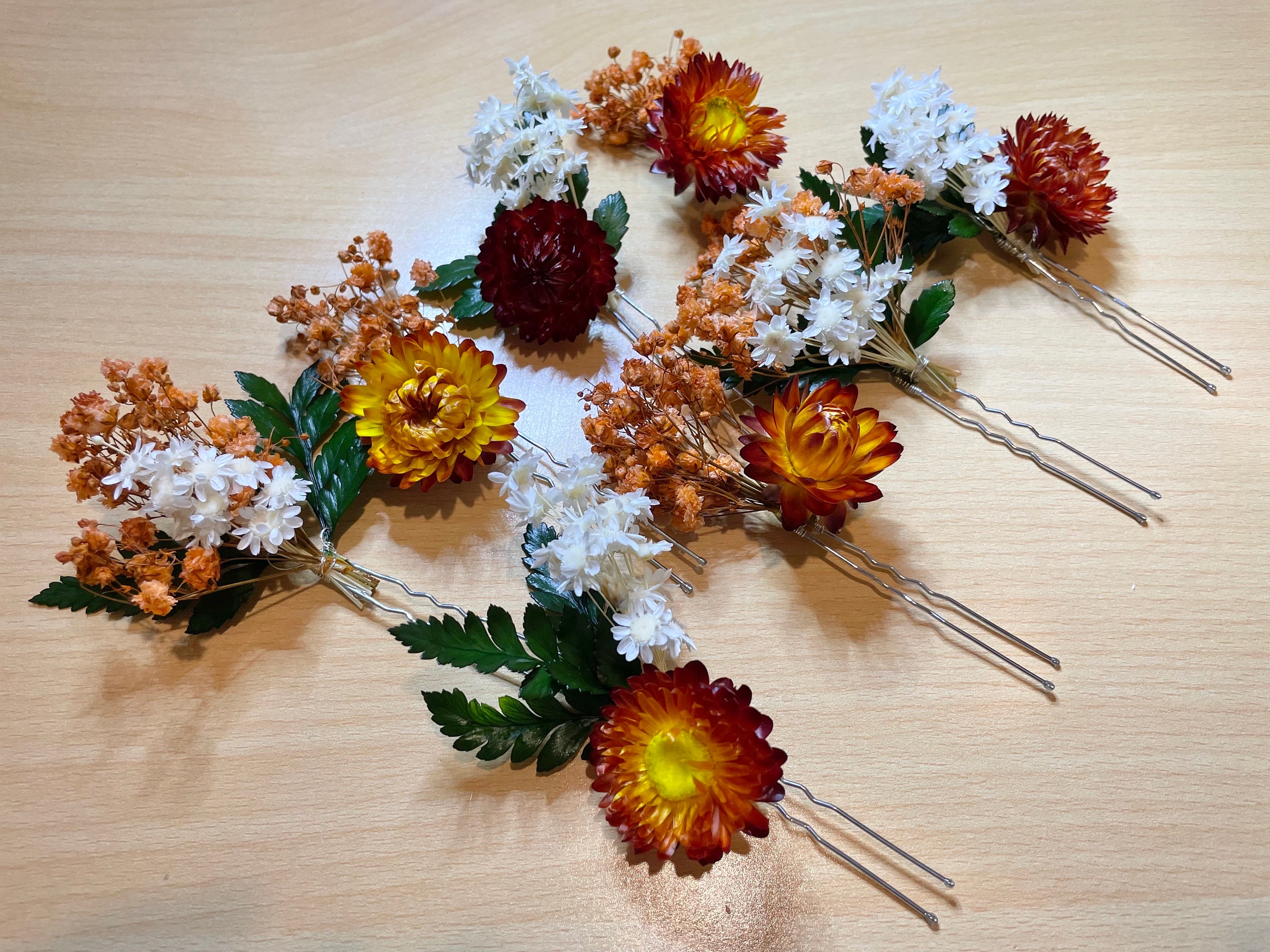 Fall Wedding - Bridal Hair Pins - Dried Flower Hair Pin Set ...