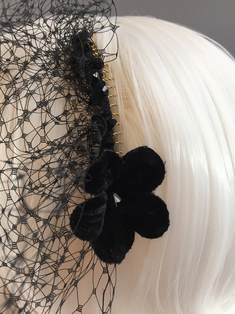 Funeral Veil - Black Floral Veil - Mourning Veil - Birdcage Veil ...