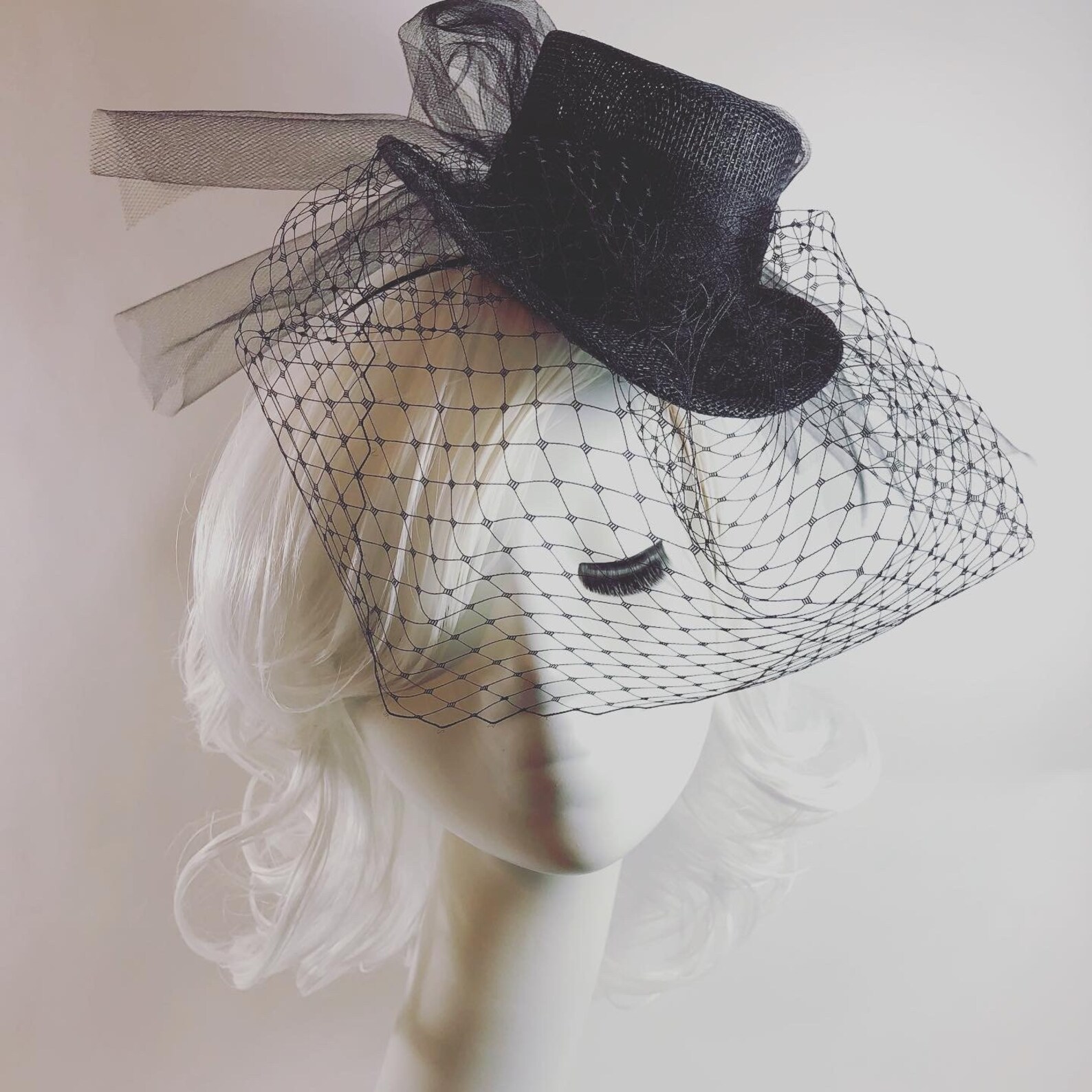 Black Mini Top Hat - Black Fascinator - Miniature Top Hat - Equestrian ...
