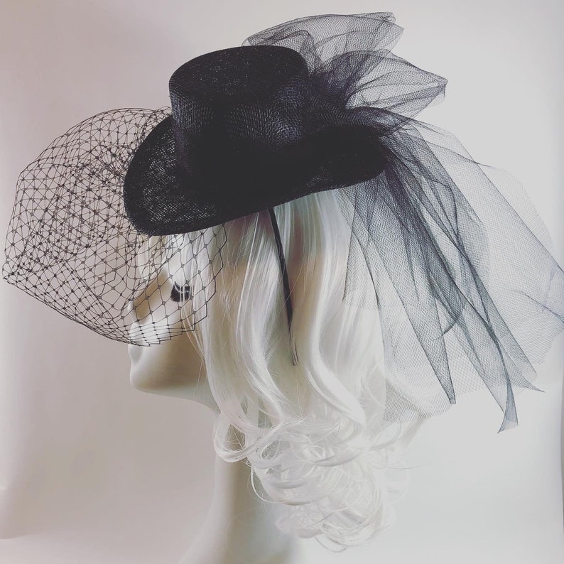 Black Mini Top Hat - Black Fascinator - Miniature Top Hat - Equestrian ...