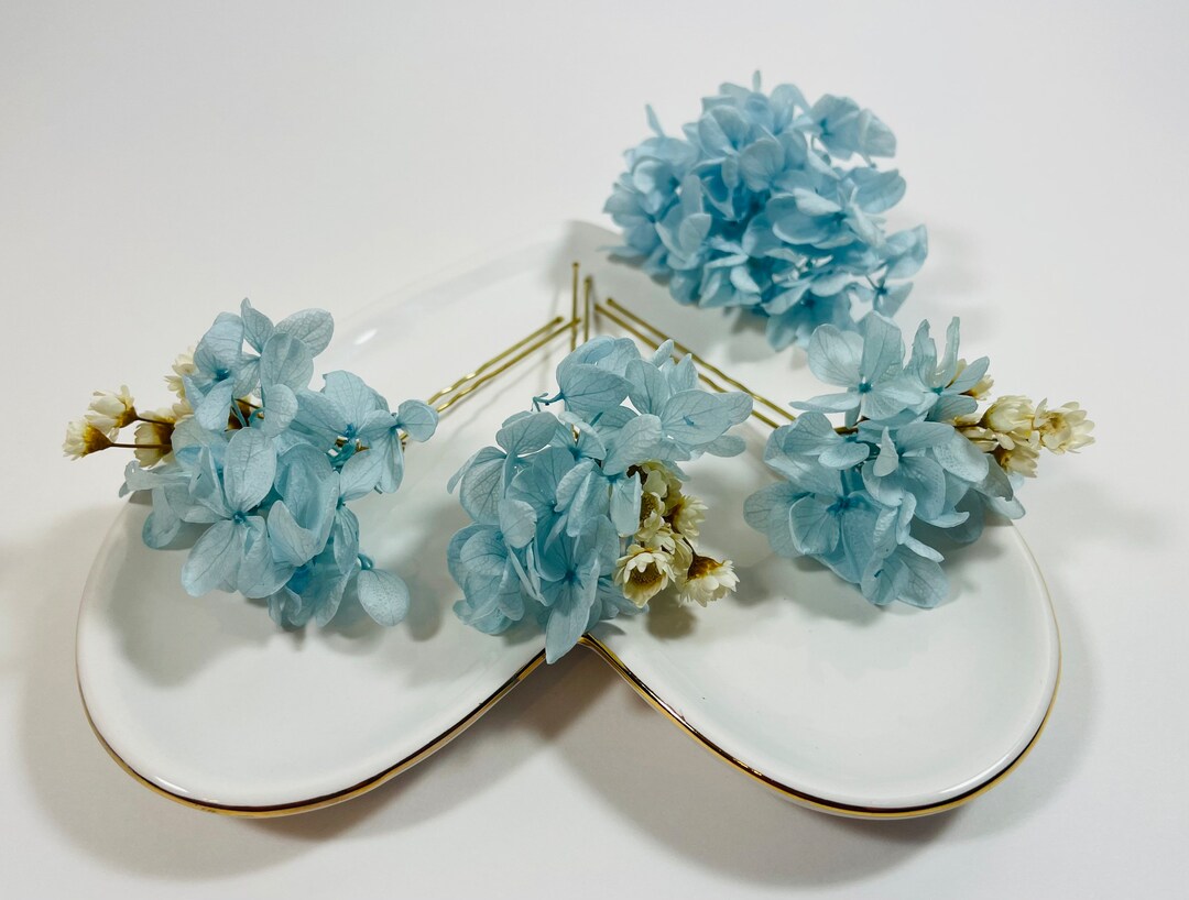 Hydrangea Hair Pin - Something Blue - Starflower Hair Pins - Wedding ...