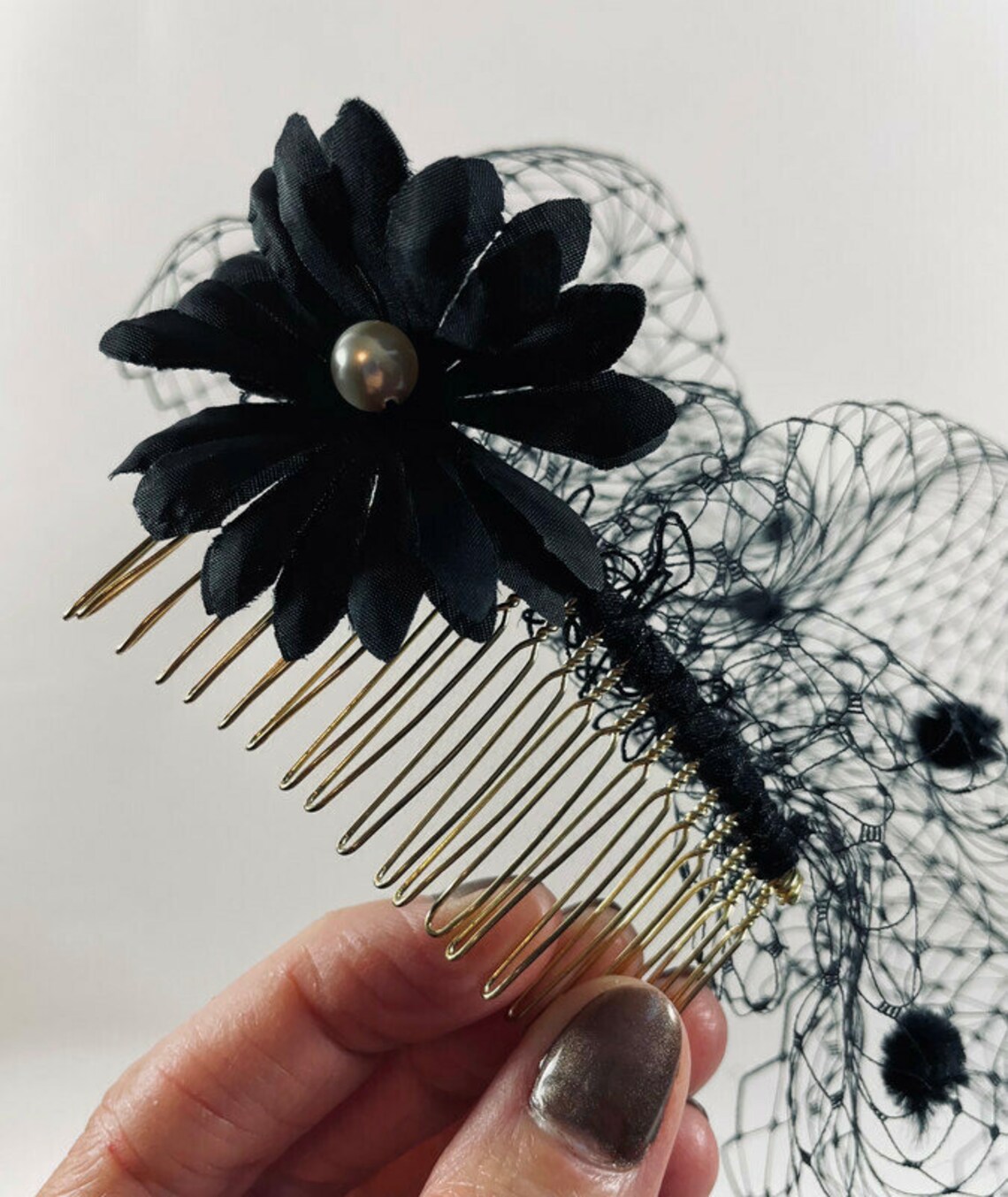 Daisy Funeral Veil - Black Birdcage Veil - Black Funeral Veil ...