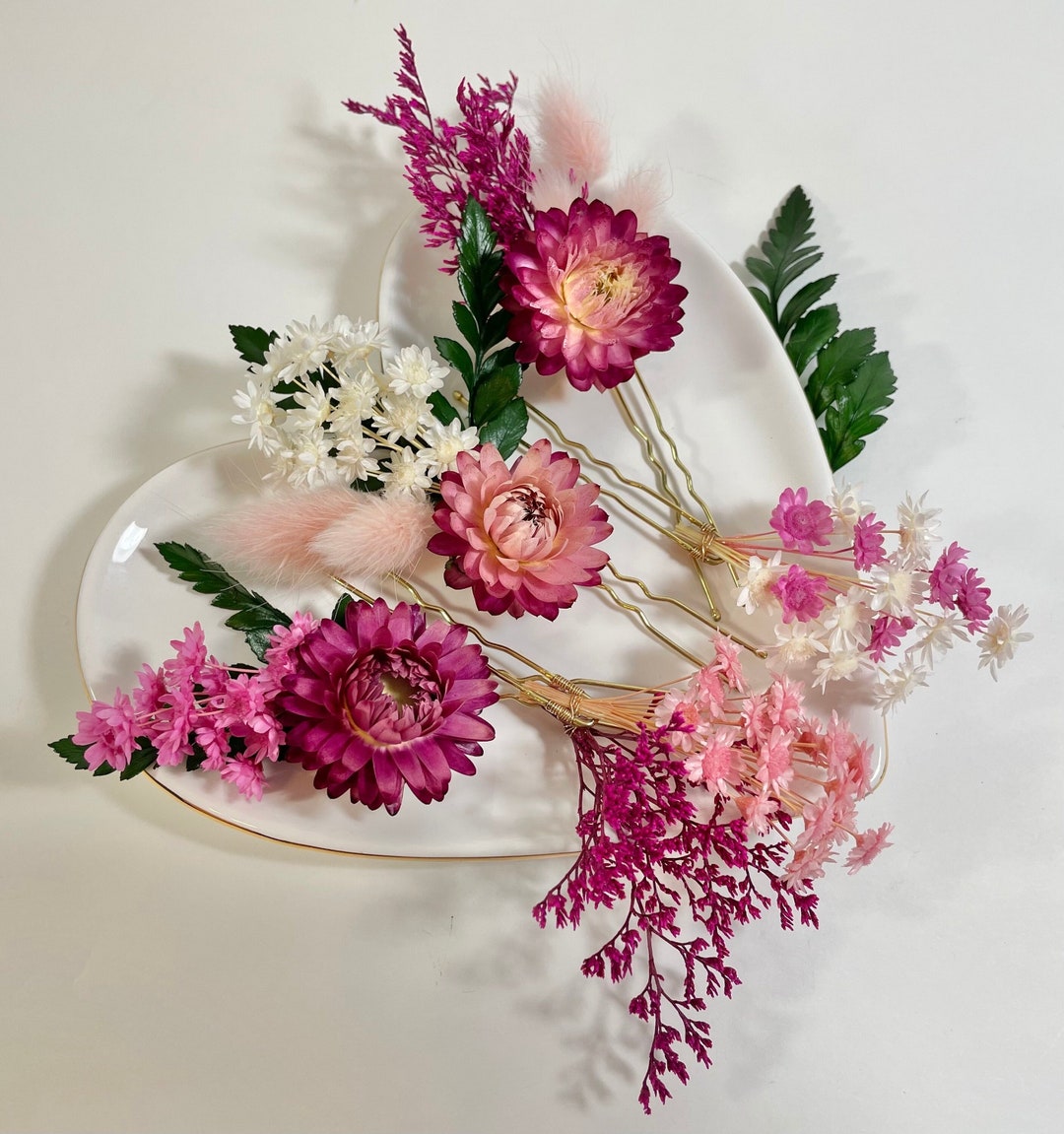 Pink Dried Flower Hair Pins - Pink Wedding Pins - Bridal Hair Pins ...