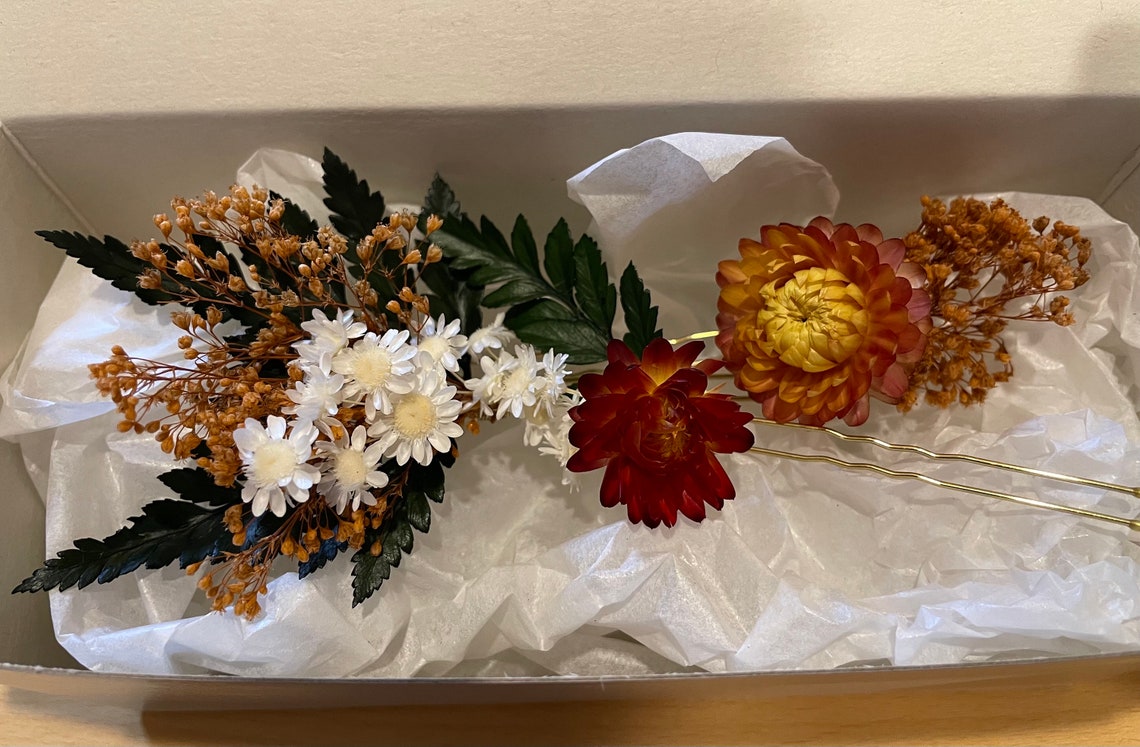 CUSTOMIZE ME!- Fall Wedding - Bridal Hair Pins - Dried Flower Hair Pin ...
