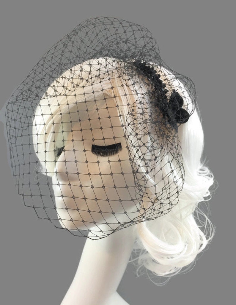Funeral Veil - Black Floral Veil - Mourning Veil - Birdcage Veil ...
