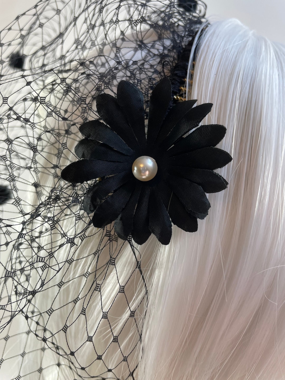 Daisy Funeral Veil - Black Birdcage Veil - Black Funeral Veil ...