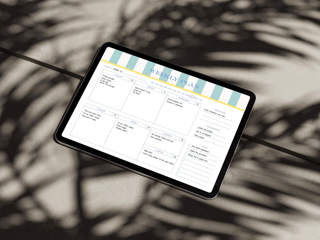Coastal Weekly Planner, Retro Digital Productivity, Printable (digital ...