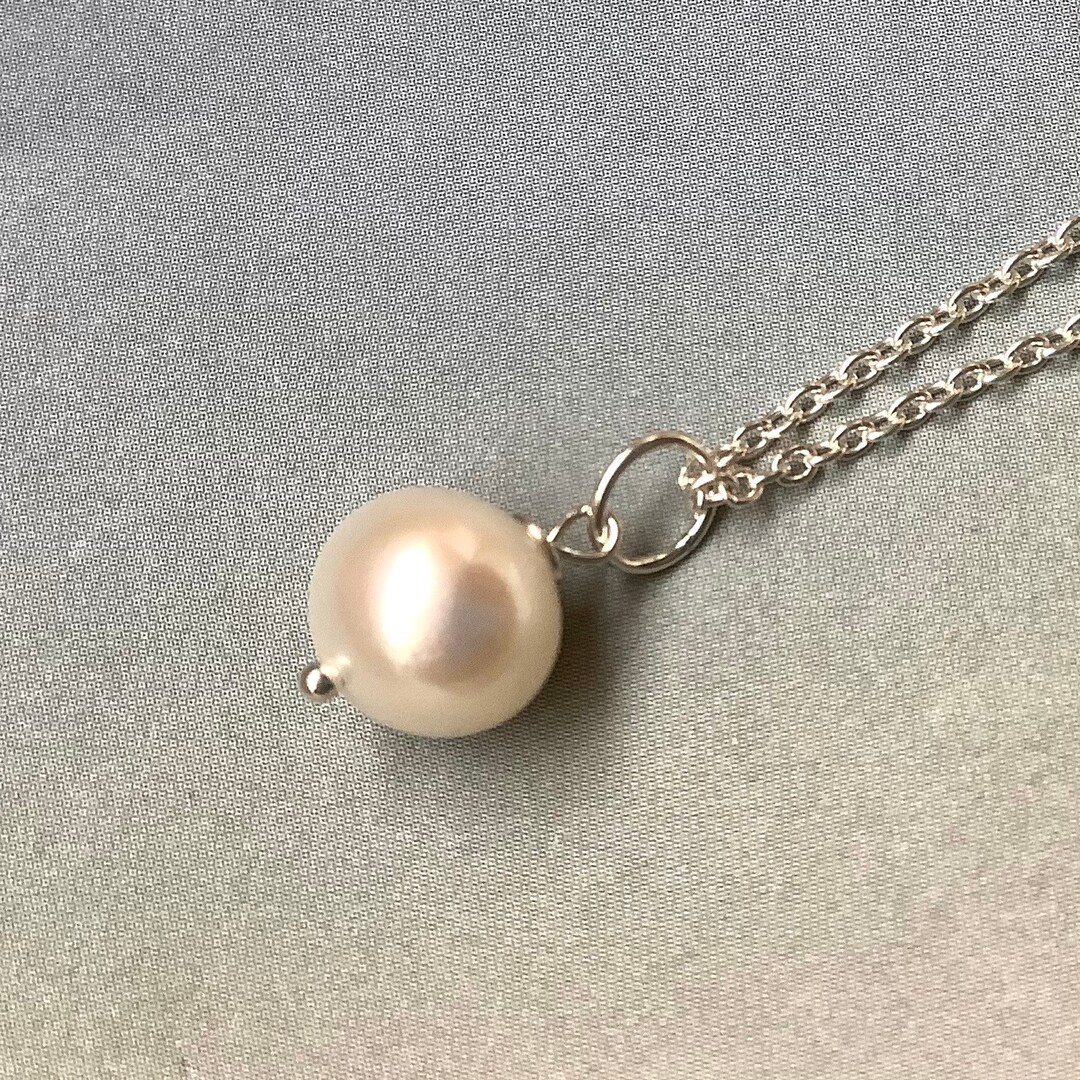 Colgante de perlas clásicas, collar de perlas de 9 mm, perla blanca ...