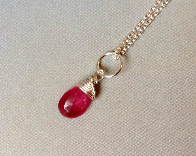 Genuine Ruby Necklace July Birthstone Organic Ruby Pendant Necklaces ...